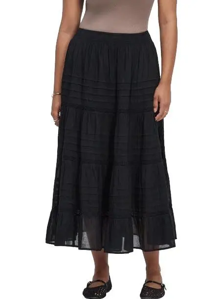 FINERY LONDON Imani Tiered Midi Skirt - Black