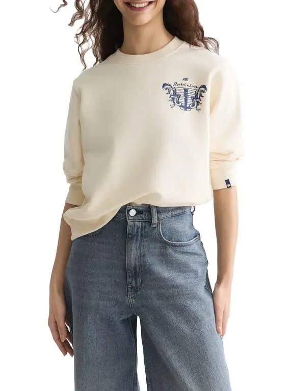 Scotch & Soda Logo Detail Cotton Sweatshirt - Eggnog