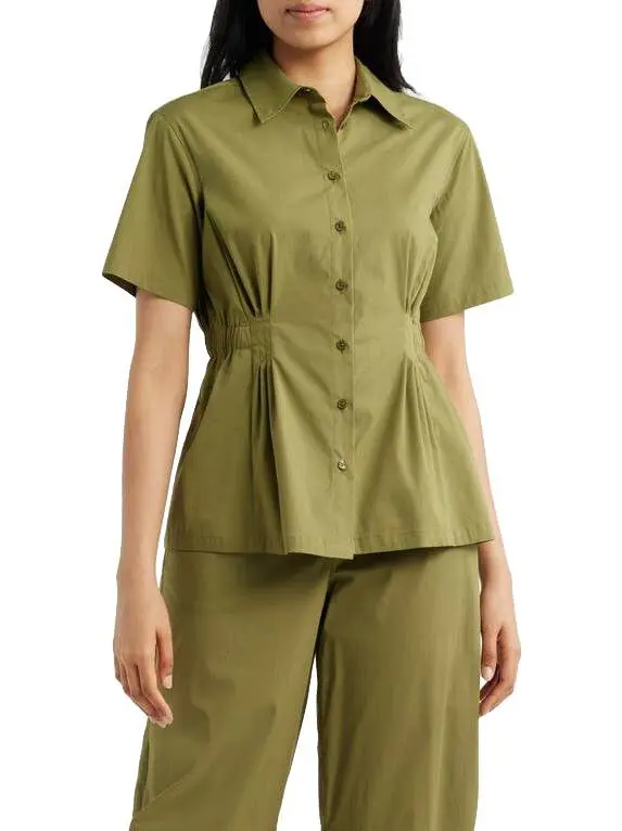 Anne Klein Pleated Waist Shirt - Bay Leaf