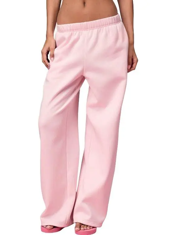 EDIKTED X Barbie™ Heart Logo Wide Leg Sweatpants - Light-pink