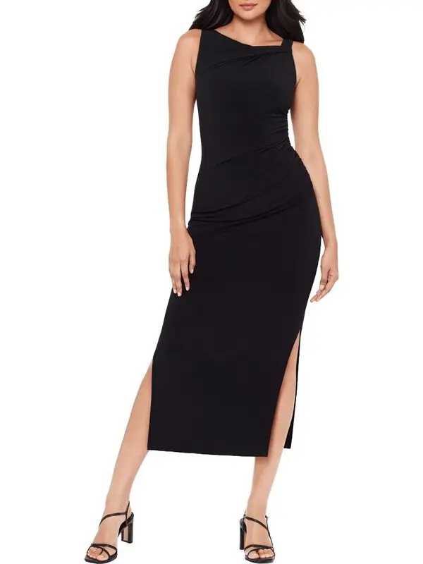 Miraclesuit Aria Ruched Asymmetric Neck Stretch Jersey Dress - Black