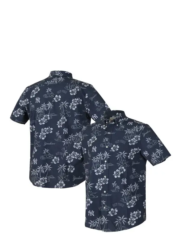 Reyn Spooner New York Yankees Kekai Performance Button-down Tri-blend Top - Navy
