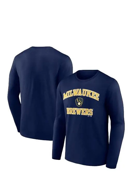 LOGO ATHLETIC Milwaukee Brewers Heart & Soul Long Sleeve T-shirt - Navy