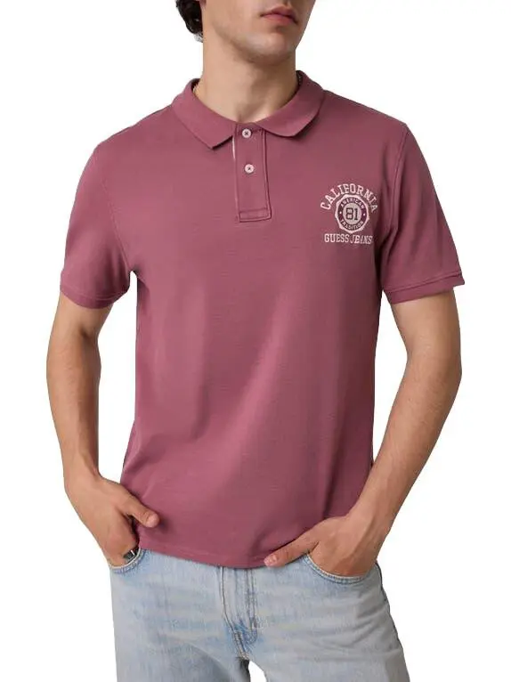 Guess Muscle Fit Sueded Jersey Polo - Soft Berry