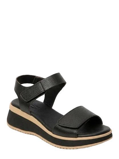 MENINA STEP Napoli Flat Wedge Sandal - Black