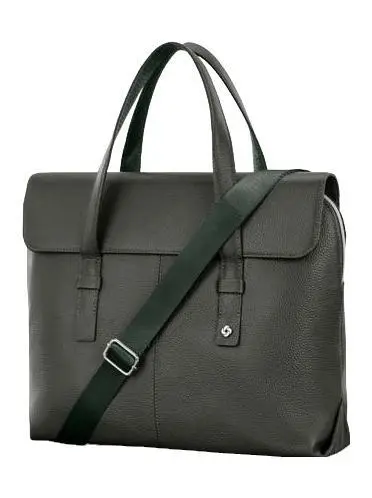 SAMSONITE Convertible Leather Briefcase With Laptop Sleeve - Olive