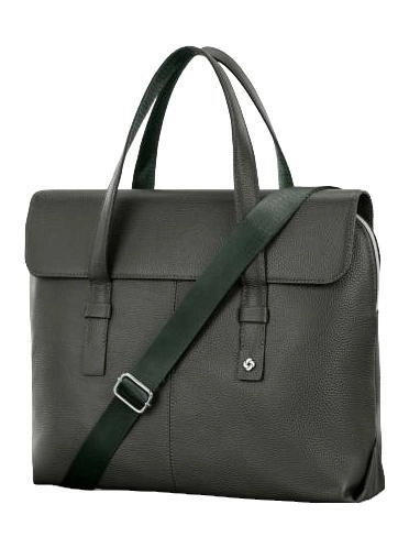 SAMSONITE Convertible Leather Briefcase With Laptop Sleeve - Olive