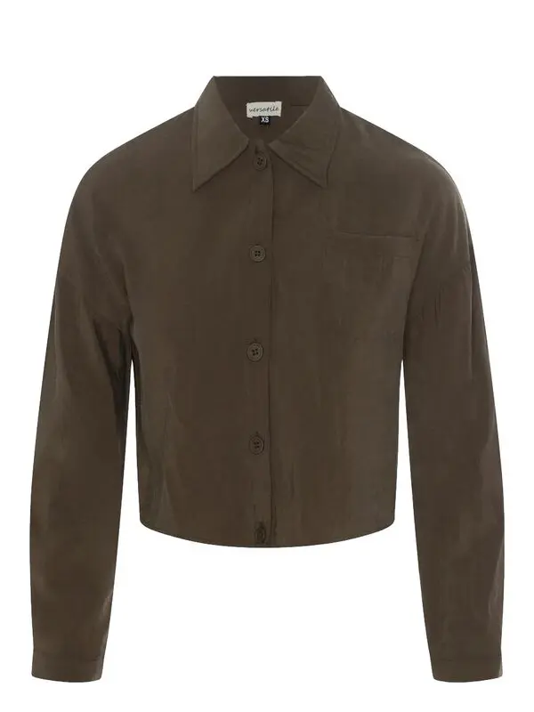 VERSATILE Copper Tencel Blouse - Olive