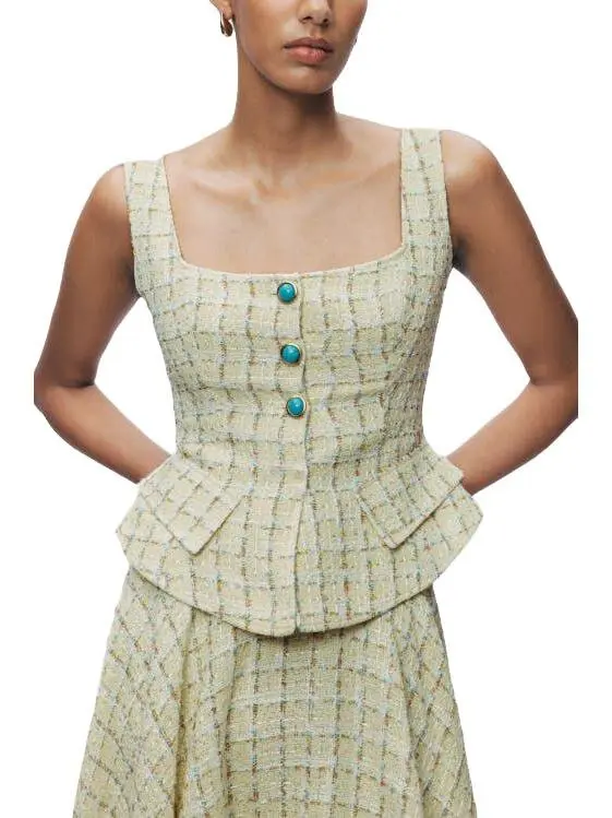 NOCTURNE Button Accent Tweed Bustier - Multi-colored