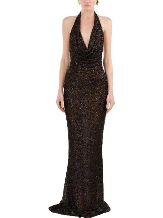 NOCTURNE Off-shoulder Embellished Maxi Dress - Brown
