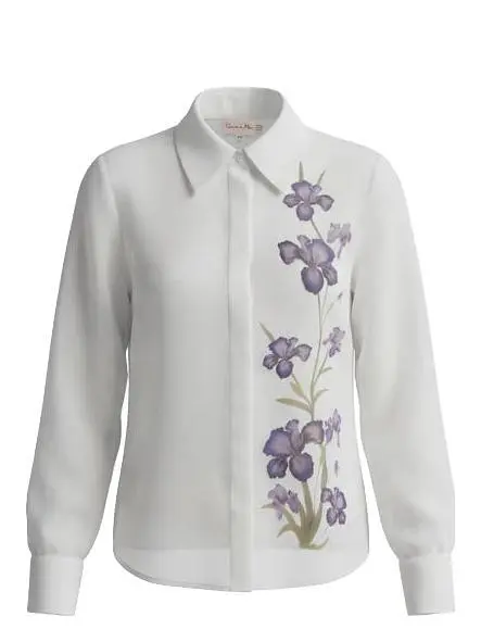 COCO DE LA MOUR Floral Puff Sleeve Blouse - Off White