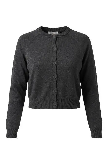 E.U.X. EXCLUSIVE Shimmer Knit Cropped Cardigan - Black