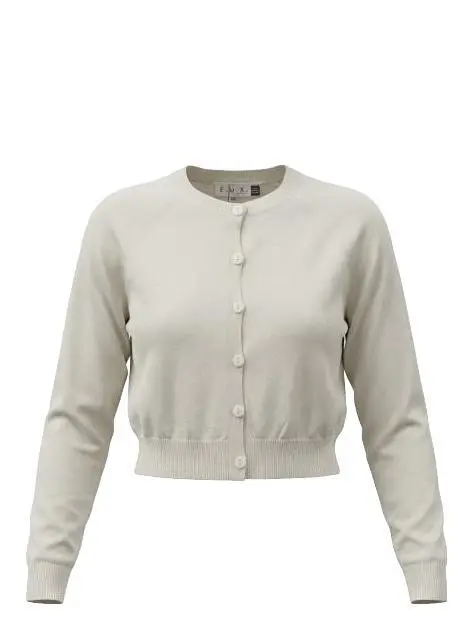 E.U.X. EXCLUSIVE Shimmer Knit Cropped Cardigan - Cream