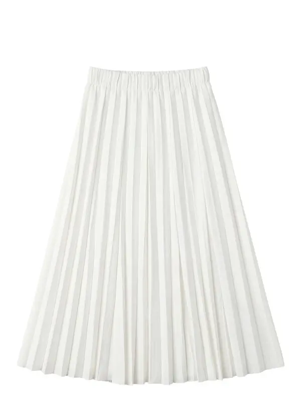 ASPECT Crinkle Pleated Elastic Waist Midi Skirt - White