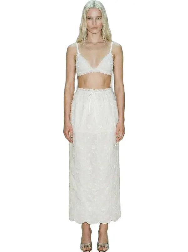 ATOIR Marjorie Lace Appliqué Maxi Skirt - Ivory