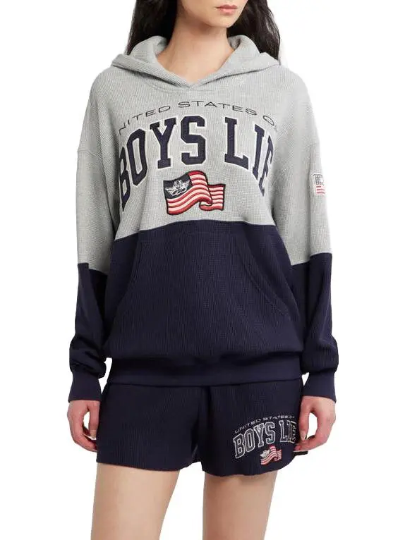 BOYS LIE Colorblocked Thermal Hoodie - Navy Multi