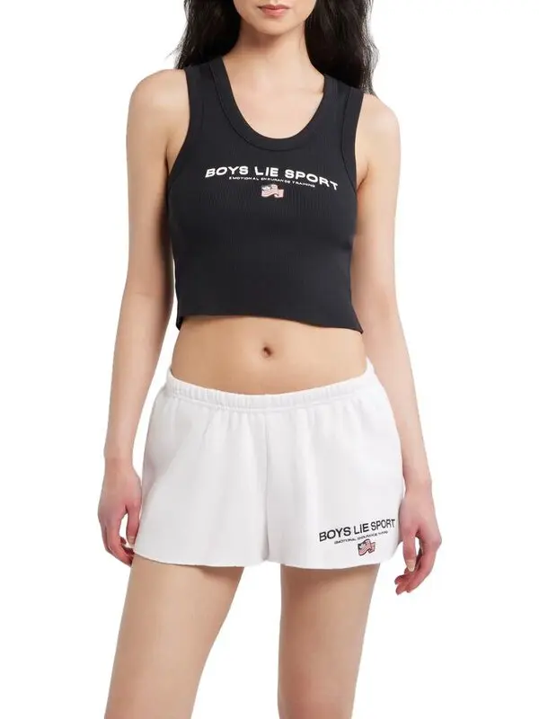 BOYS LIE Graphic Ribbed Cropped Tank Top - Black