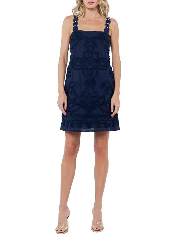 CIEBON Harper Soutache Embroidered Minidress - Navy