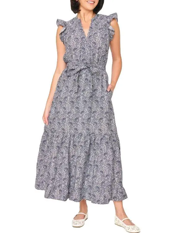 GIBSONLOOK Floral Tie Waist Maxi Dress - Midnight Vine