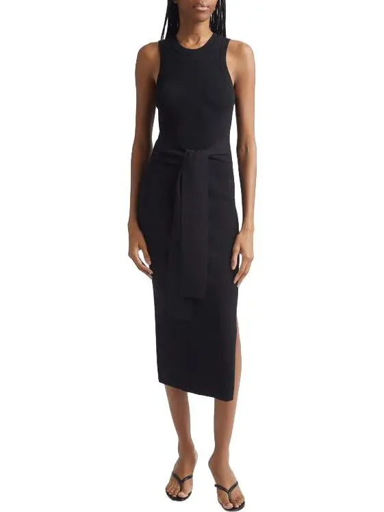 TOCCIN Piper Tie Front Midi Dress - Jet