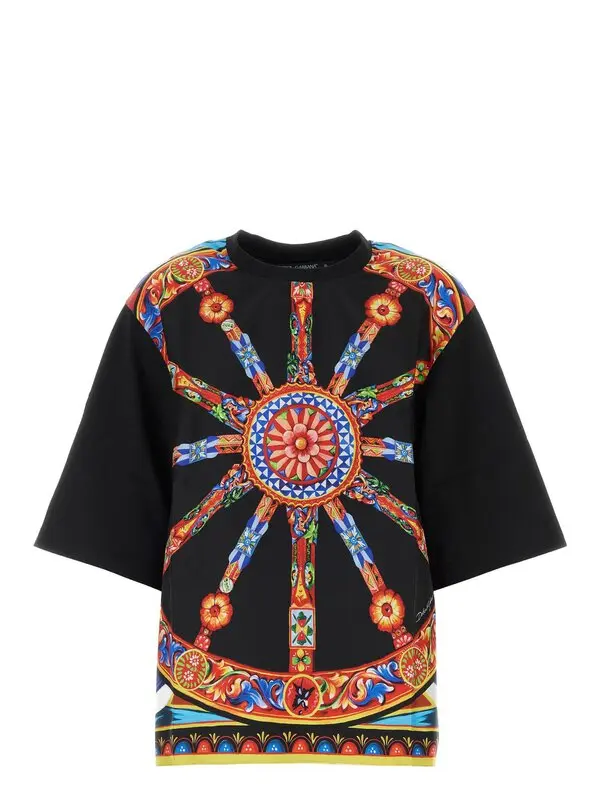Dolce & Gabbana Printed Twill And Jersey T-shirt - Black