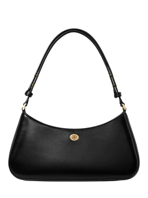 Tory Burch Robinson Leather Zip Top Shoulder Bag - Black