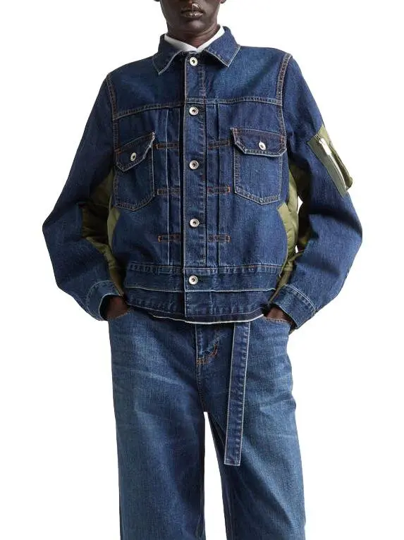 Sacai Denim & Nylon Twill Jacket - Blue