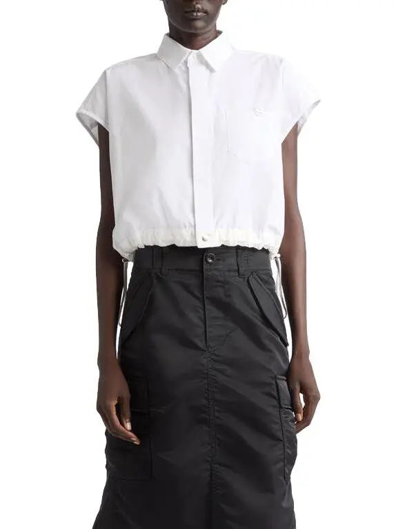 Sacai Cropped Poplin Shirt - White