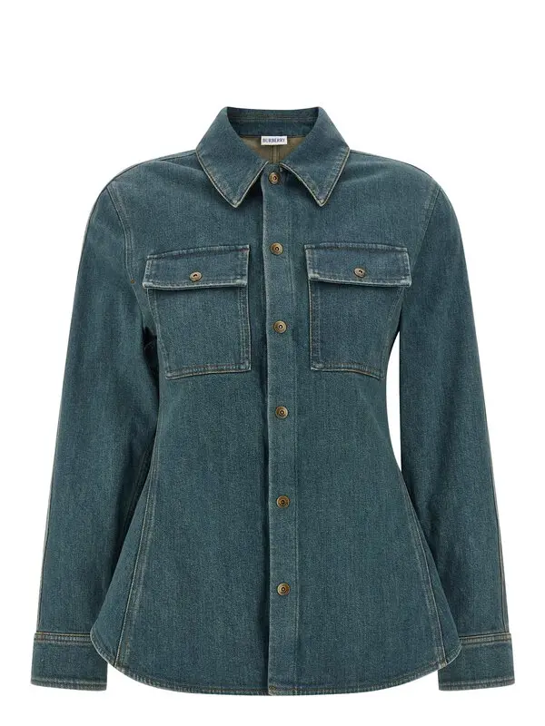 Burberry Dakota Denim Shirt With Contrast Stitching - Blue