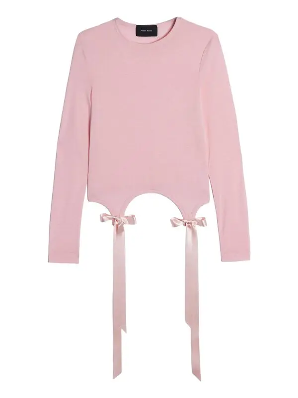 Simone Rocha Maglietta A Maniche Lunghe Con Fiocco - Rosa
