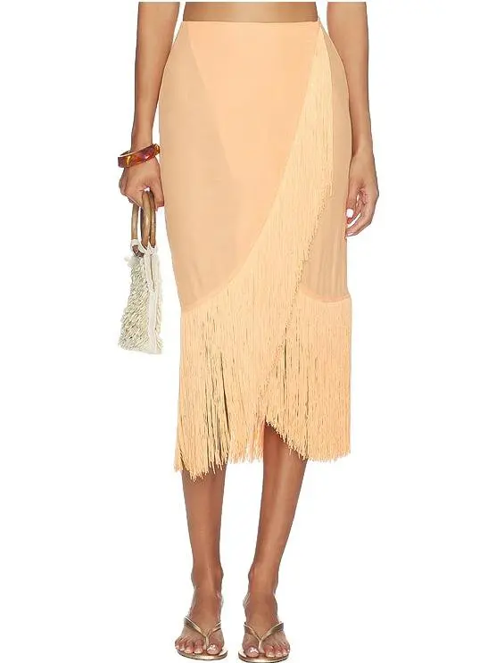 LOVERS AND FRIENDS Silvia Maxi Skirt With Fringe Trim - Peach