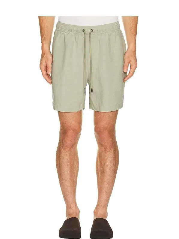 Onia Air Linen Pull On Short 6" Inseam - Green