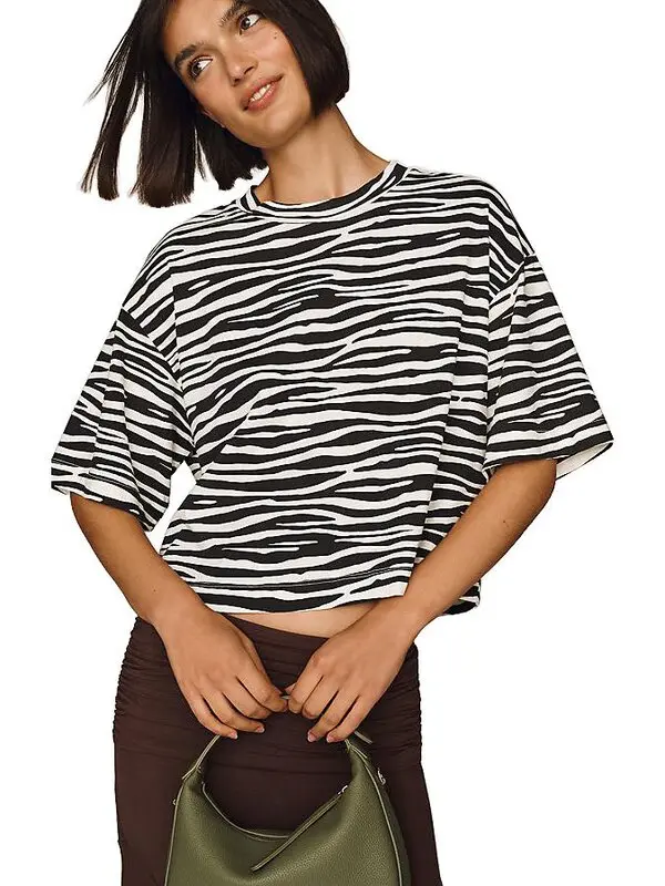 PISTOLA Mae Crop T-shirt With Back Detail - Zebra