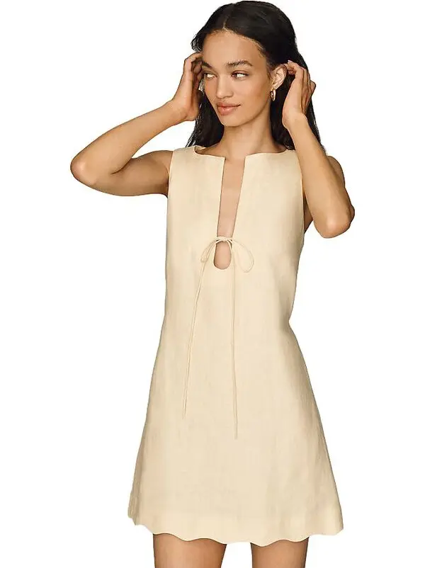 Faithfull The Brand Alondra Mini Dress In Linen - Daffodil