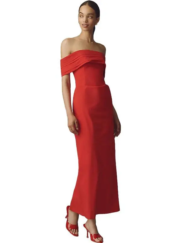 Shona Joy Campbell Off-the-shoulder Maxi Dress - Red