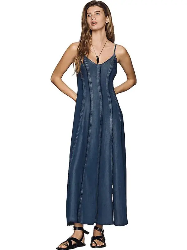 PILCRO Seamed Midi Dress - Medium Denim