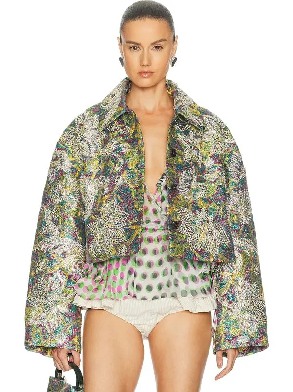 Dries Van Noten Embellished Brocade Jacket - Lemon