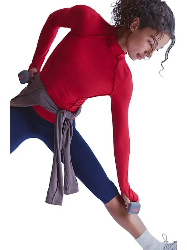 Free People Fitted Long Sleeve Top - Candy Apple