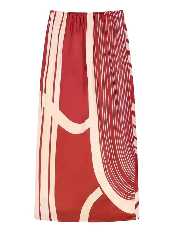 Mare Di Latte Long Abstract-print Skirt - Red