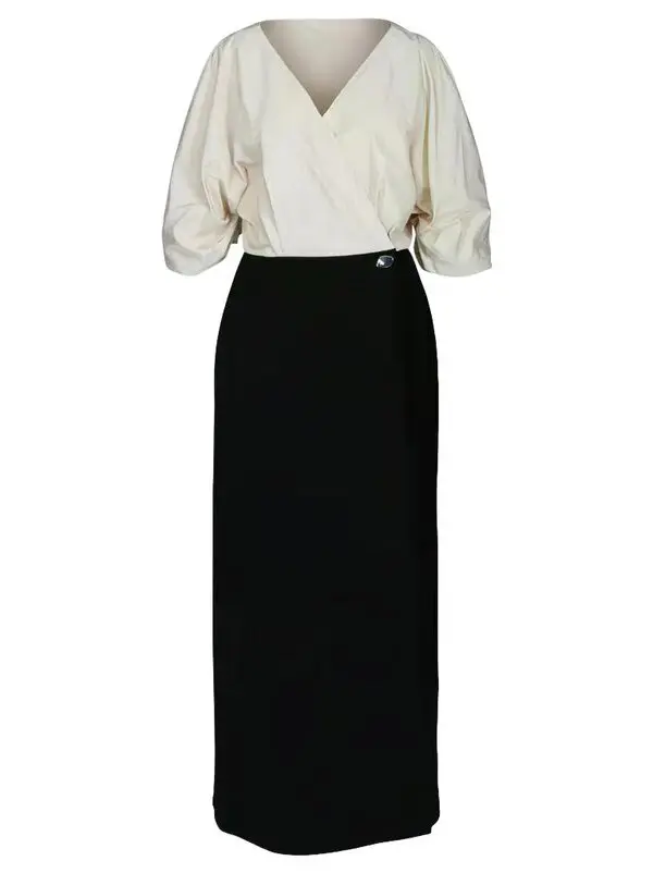 Staud Two-tone Wrap-style Dress - White