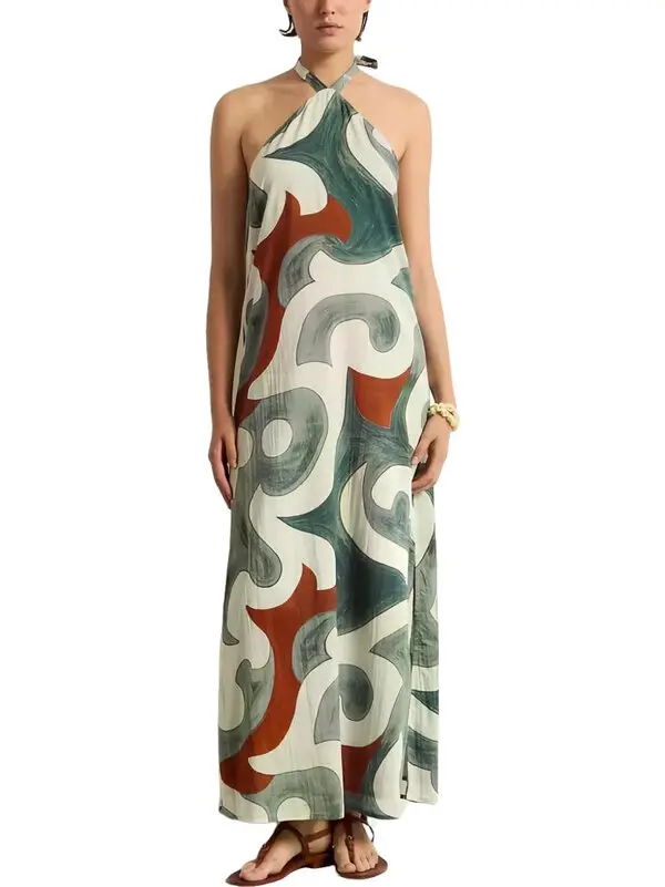 Mare Di Latte Maxi Katia Rodeo Halterneck Dress - Neutrals