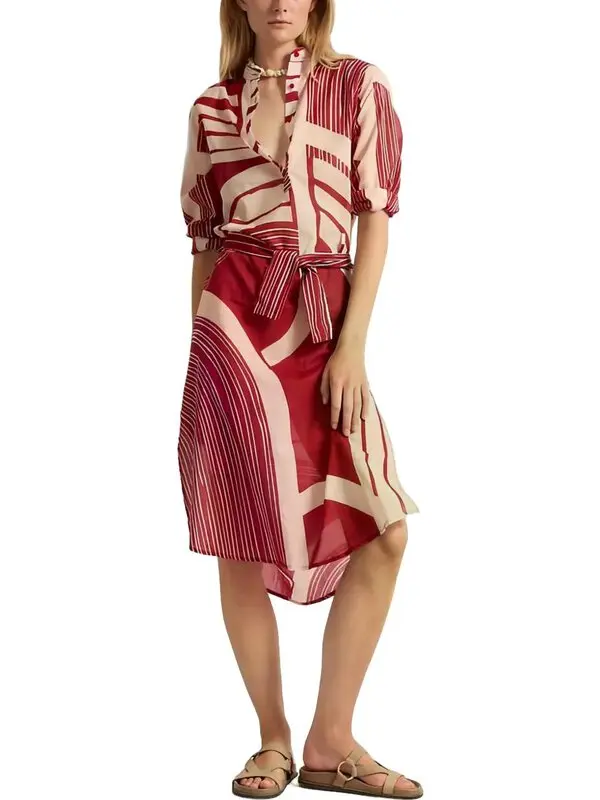 Mare Di Latte Albane Graphic-print Belted Dress - Red