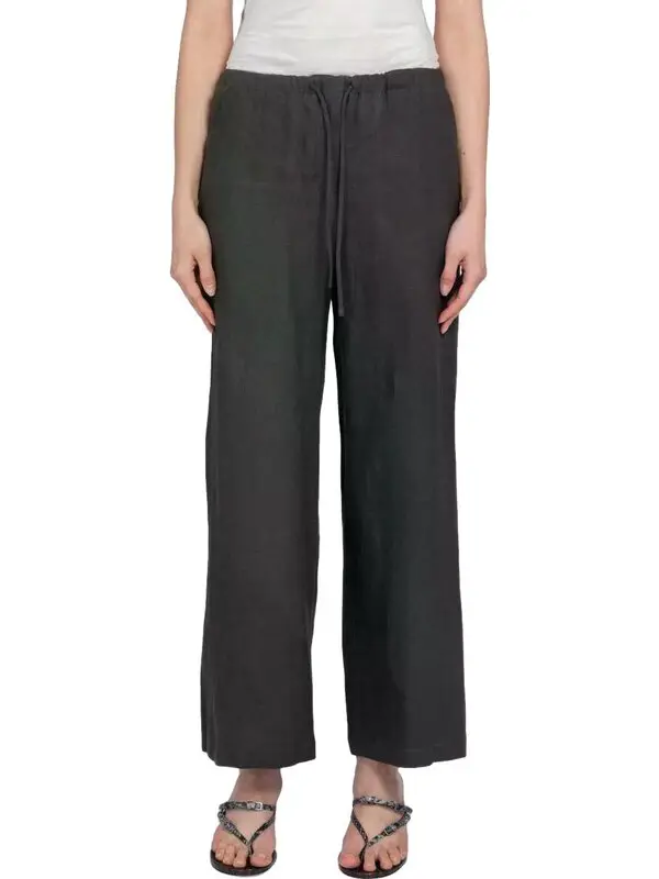 AMOMENTO Drawstring Linen Trousers - Grey