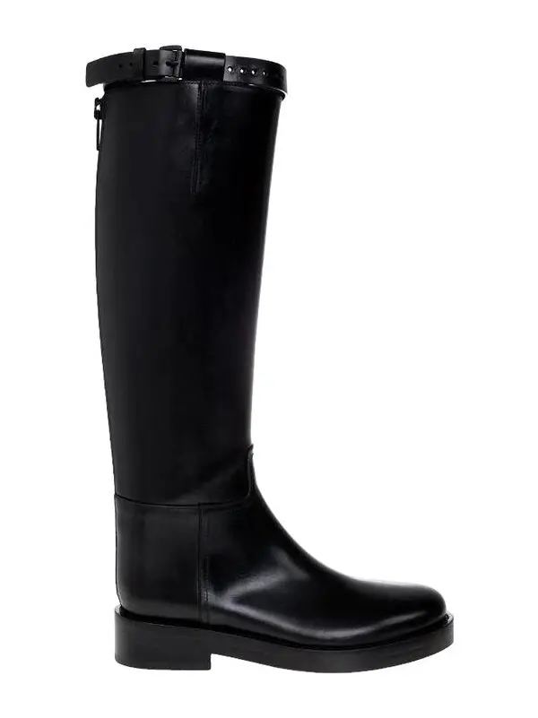 ANN DEMEULEMEESTER Buckle Detail Knee-high Boots - Black