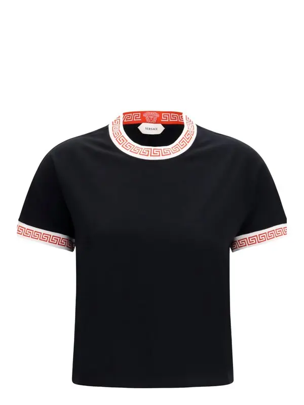Versace Greca Motif Cropped T-shirt - Black