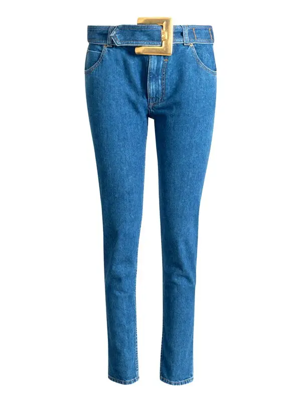 Balmain Belted Denim Jeans - Blue