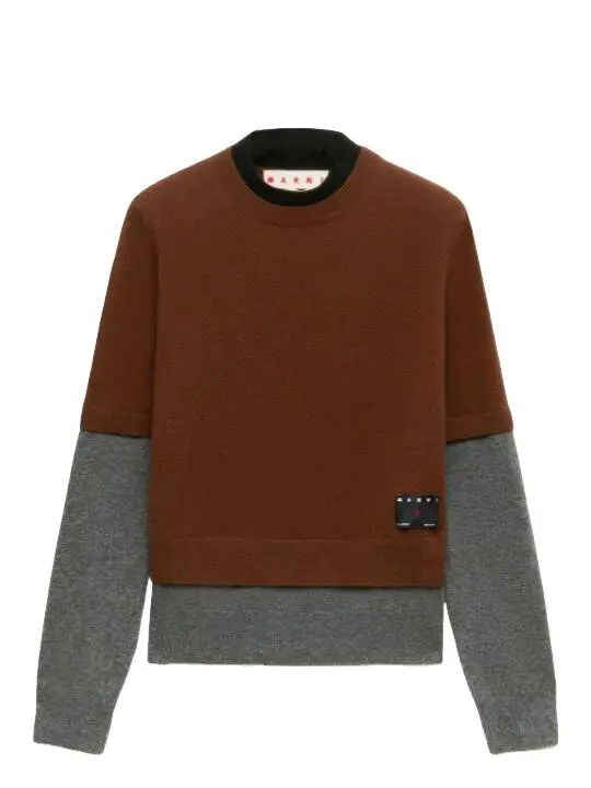 Marni Layered Effect Cashmere Jumper - Brown