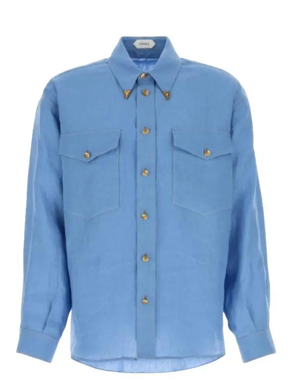 Versace Linen Relaxed Shirt - Blue