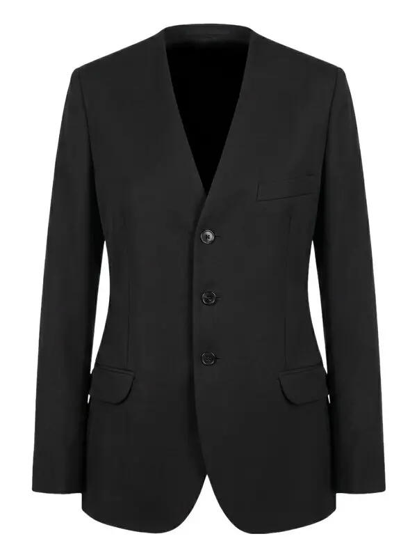 JIL SANDER Collarless Single-breasted Blazer - Black