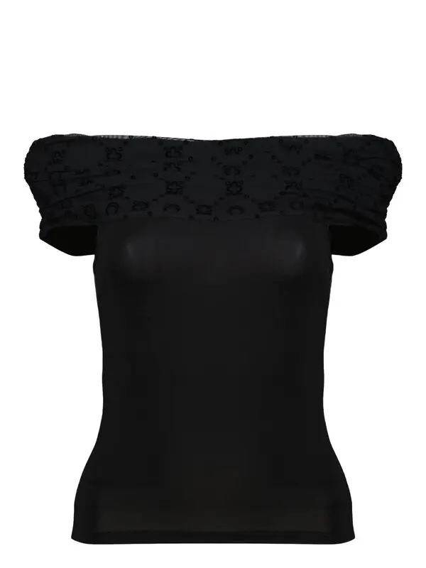 MARINE SERRE Draped Bustier Top With Patterned Print - Black